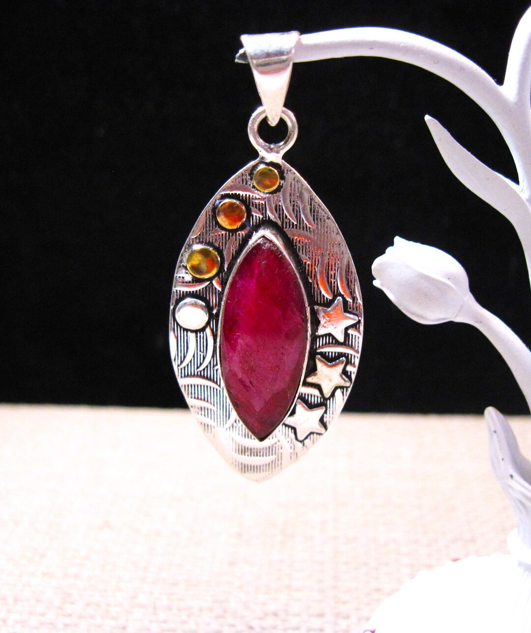 Sterling Silver Ruby Pendant, Gorgeous 925 Sterling Silver Ruby Pendant ...