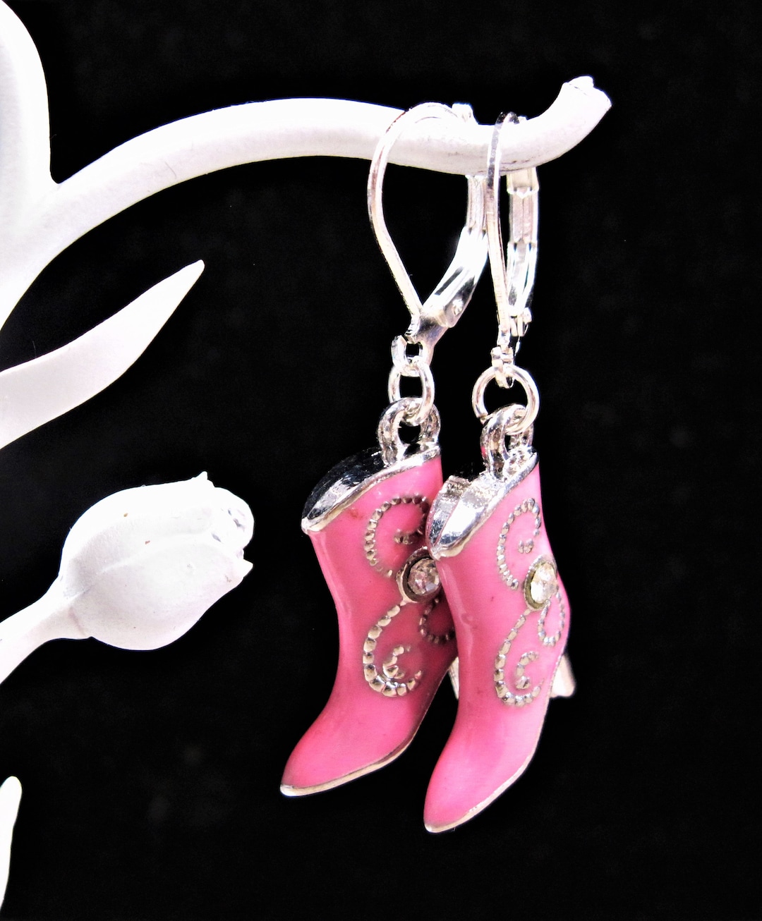 Sterling Cowboy Boots Earrings, Gorgeous Sterling Silver Lever Back ...