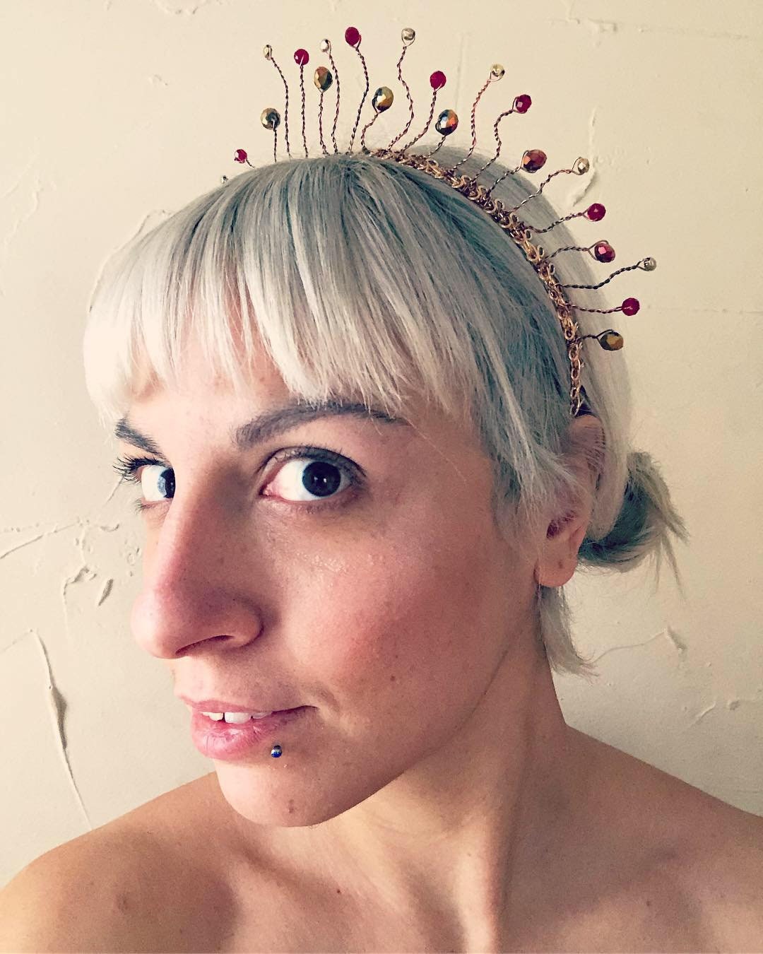 Tiara. Crown. Whimsical Tiara. Gold Tiara. Red Tiara. Bridal - Etsy