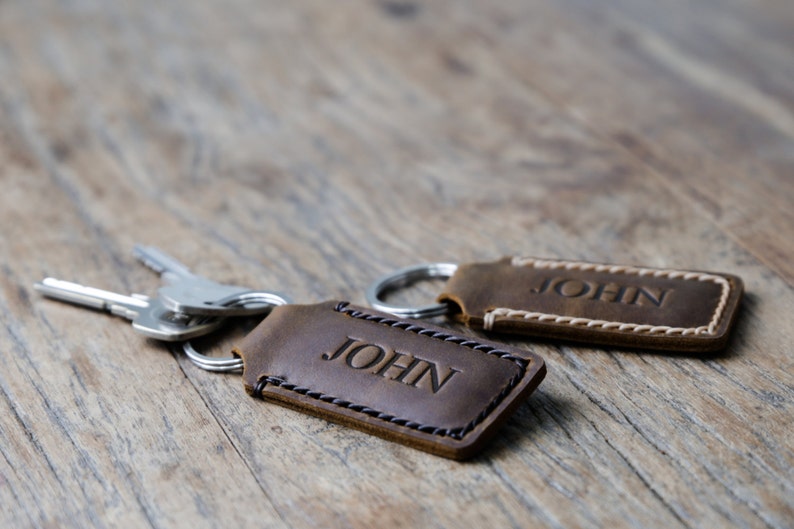 2 Personalized Custom Leather Keychains SET of 2 Leather - Etsy