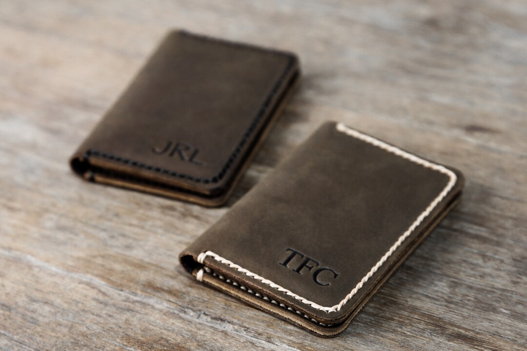 Leather Card Wallet, Personalized Vertical Card Wallet, Minimalist Card ...