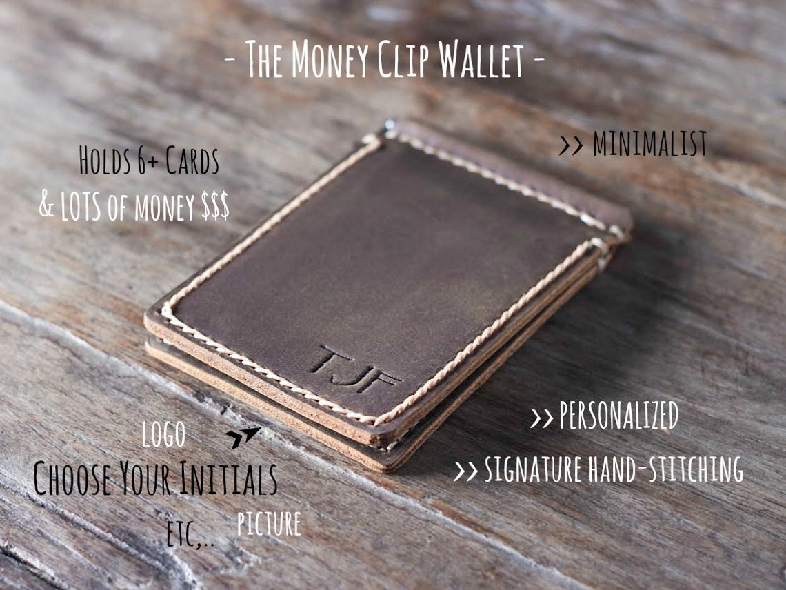 Leather Money Clip Wallet PERSONALIZED Wallet Money Clip - Etsy