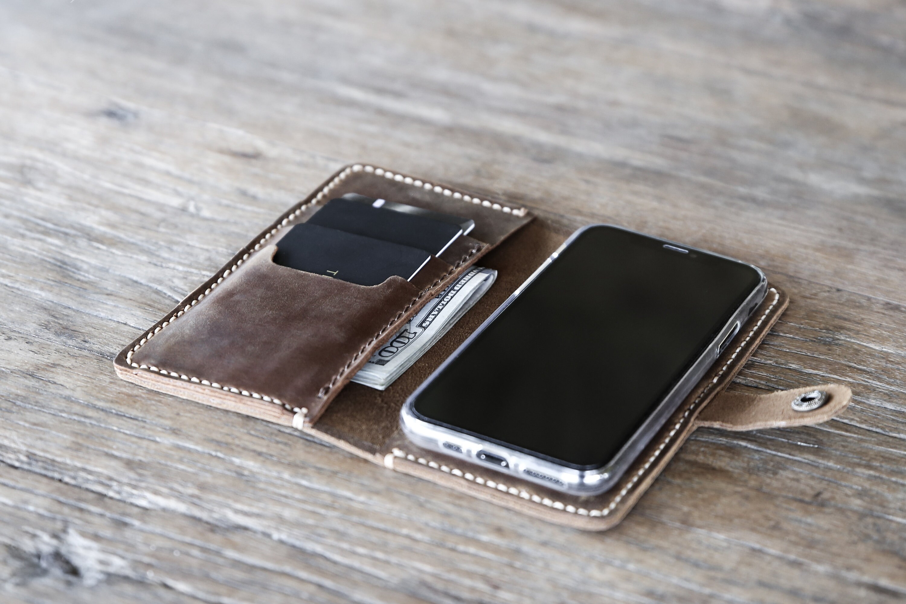 Iphone 12 Wallet Case With Closure PERSONALIZED Leather - Etsy