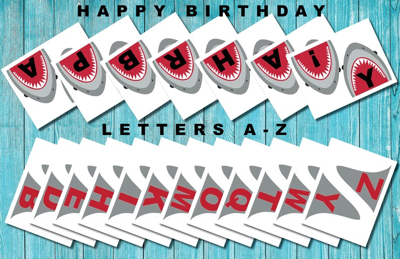 Printable Shark Birthday Party Banner | Shark Birthday Party ...