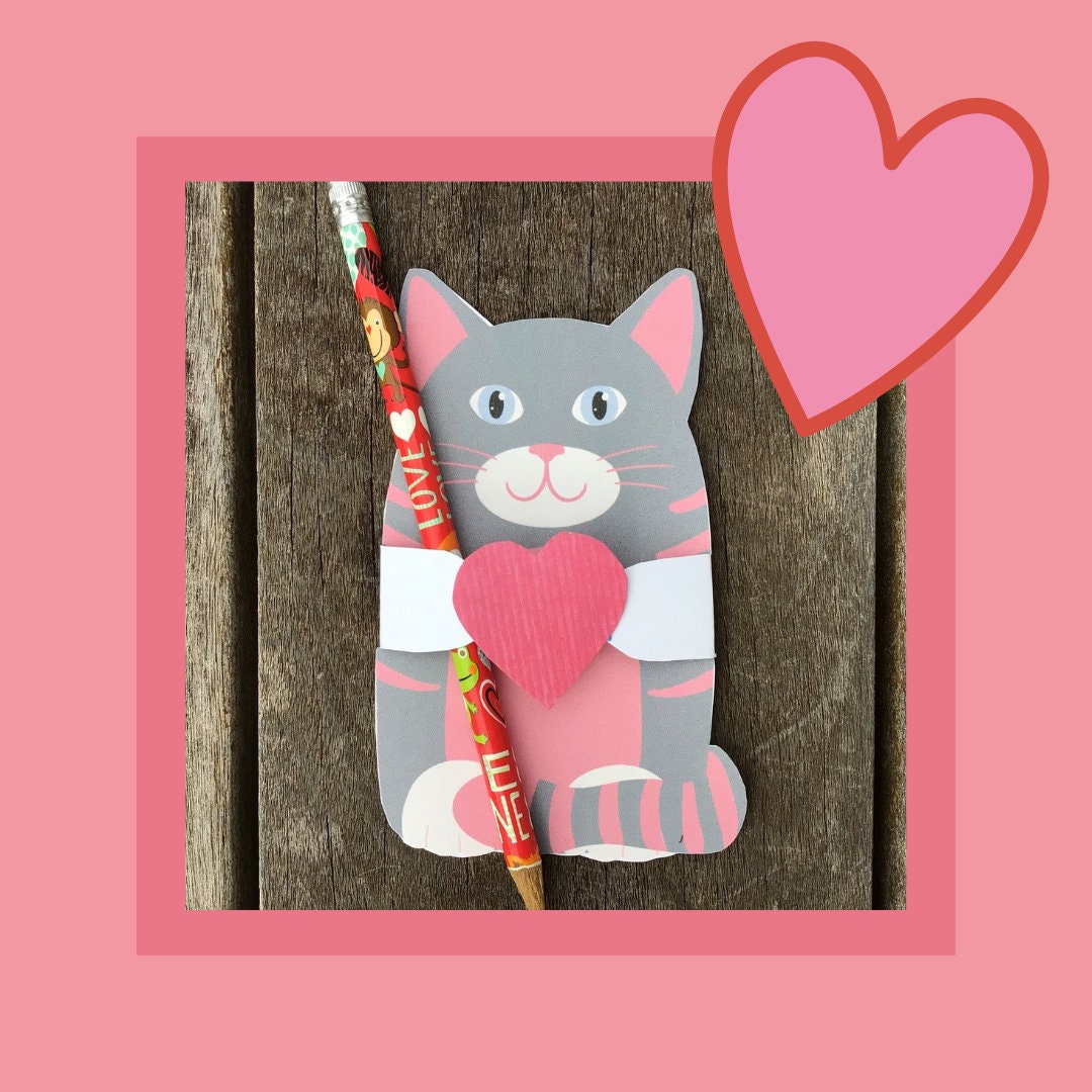 Printable Classroom Cat Valentine's Day Card - Perfect for Students and ...