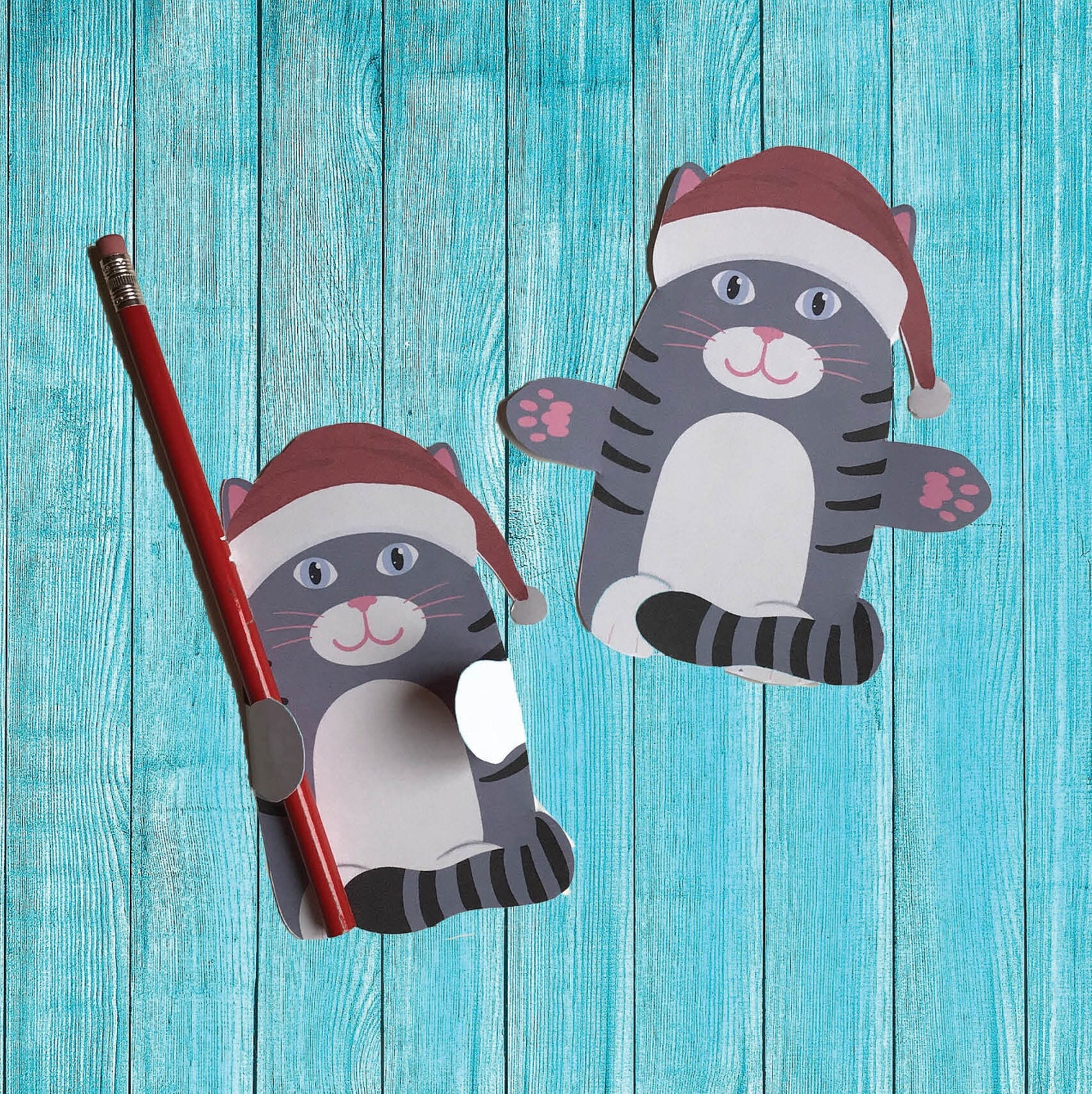 Christmas Cat Pencil Hugger | Kitty Candy Hugger | Christmas Gift Tag ...