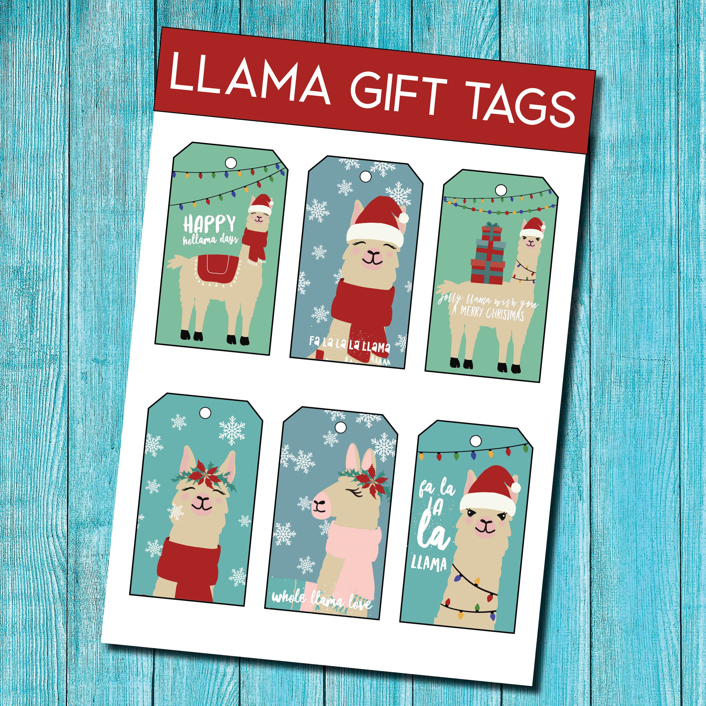 Christmas Llama Gift Tags | Printable Llama Gift Tags | Christmas Gift ...