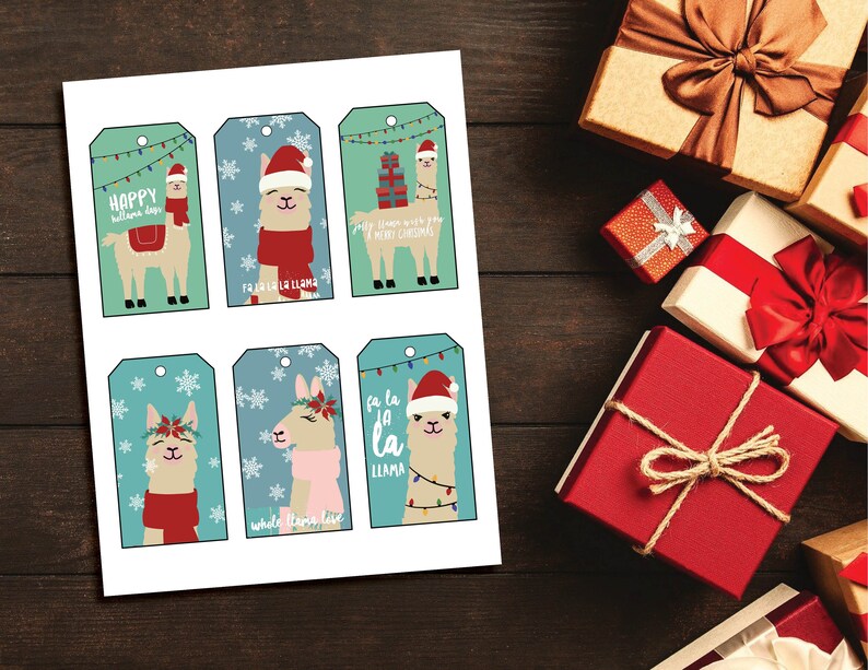 Christmas Llama Gift Tags | Printable Llama Gift Tags | Christmas Gift ...