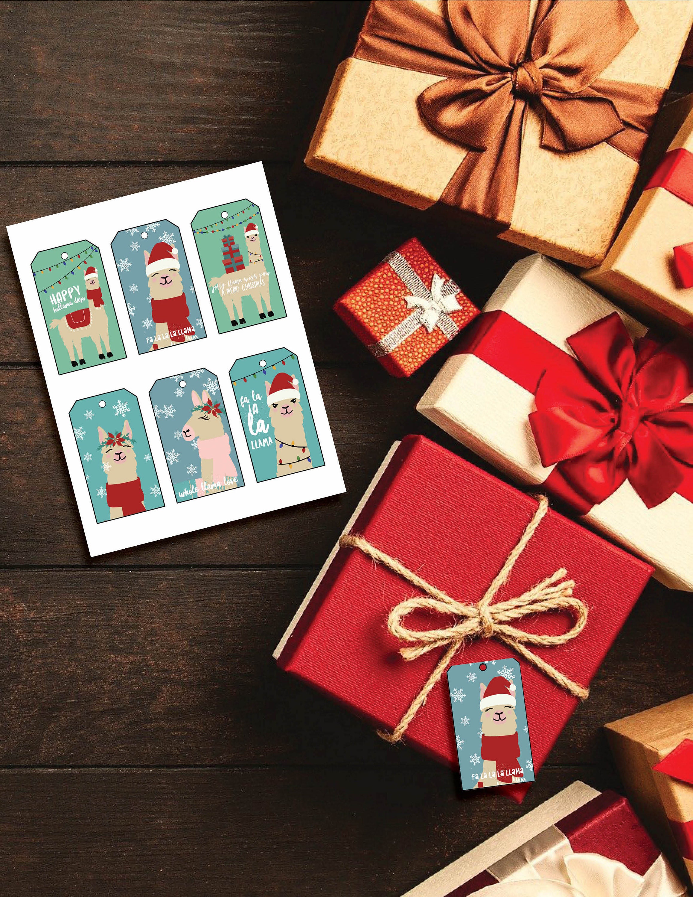 Christmas Llama Gift Tags | Printable Llama Gift Tags | Christmas Gift ...