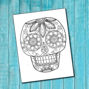 Hand Drawn Dia De Los Muertos Day of the Dead Sugar Skull Printable ...