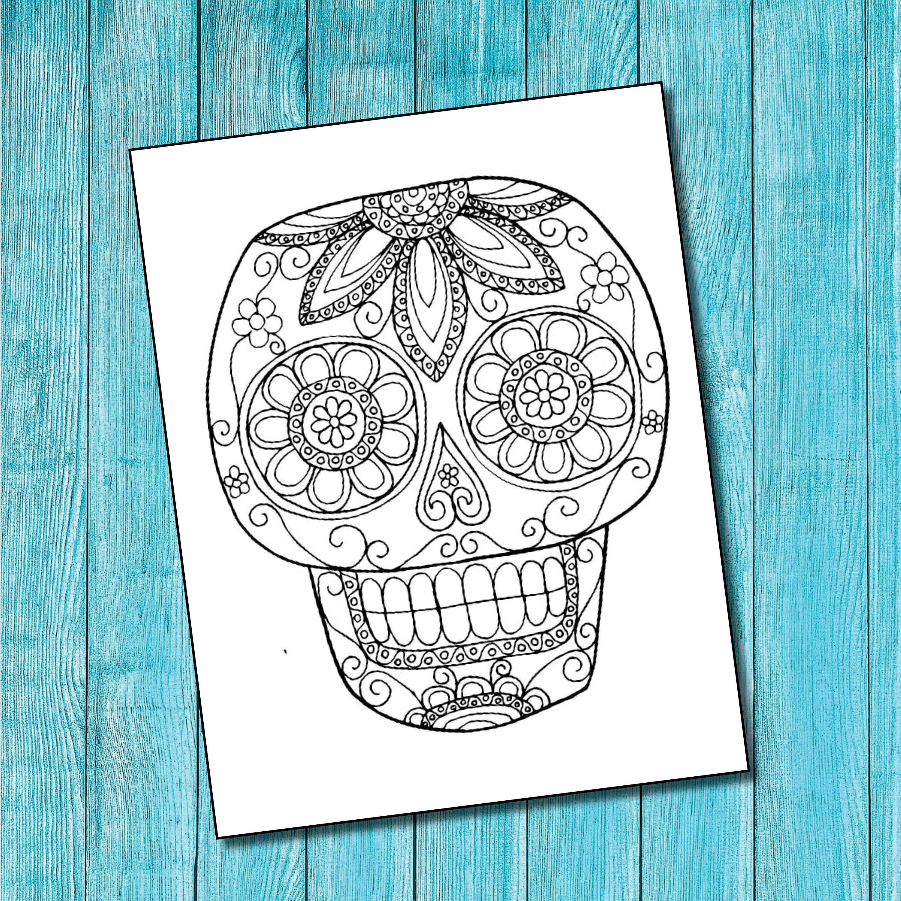 Hand Drawn Dia De Los Muertos Day of the Dead Sugar Skull Printable ...