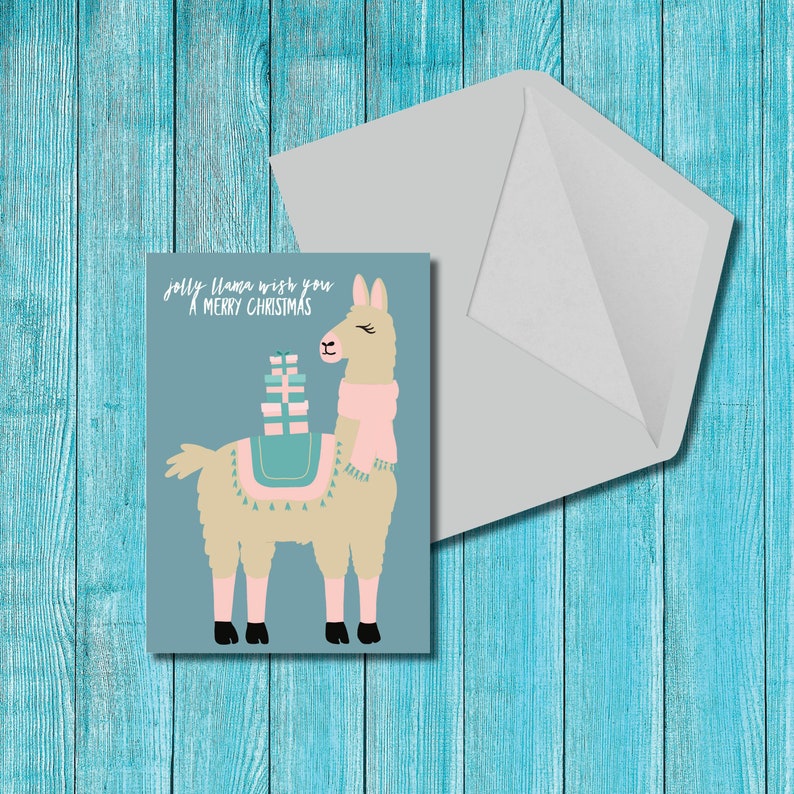 Llama Christmas Card | Llama Thank You Card | Printable Llama Card Set ...
