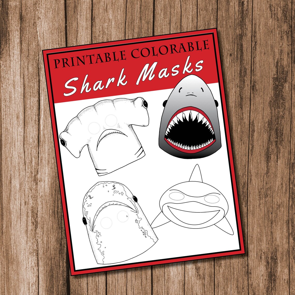 Printable Shark Masks | Halloween Masks | Colorable Masks | Shark Party ...