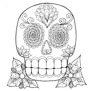Hand Drawn Dia De Los Muertos Day of the Dead Sugar Skull Printable ...