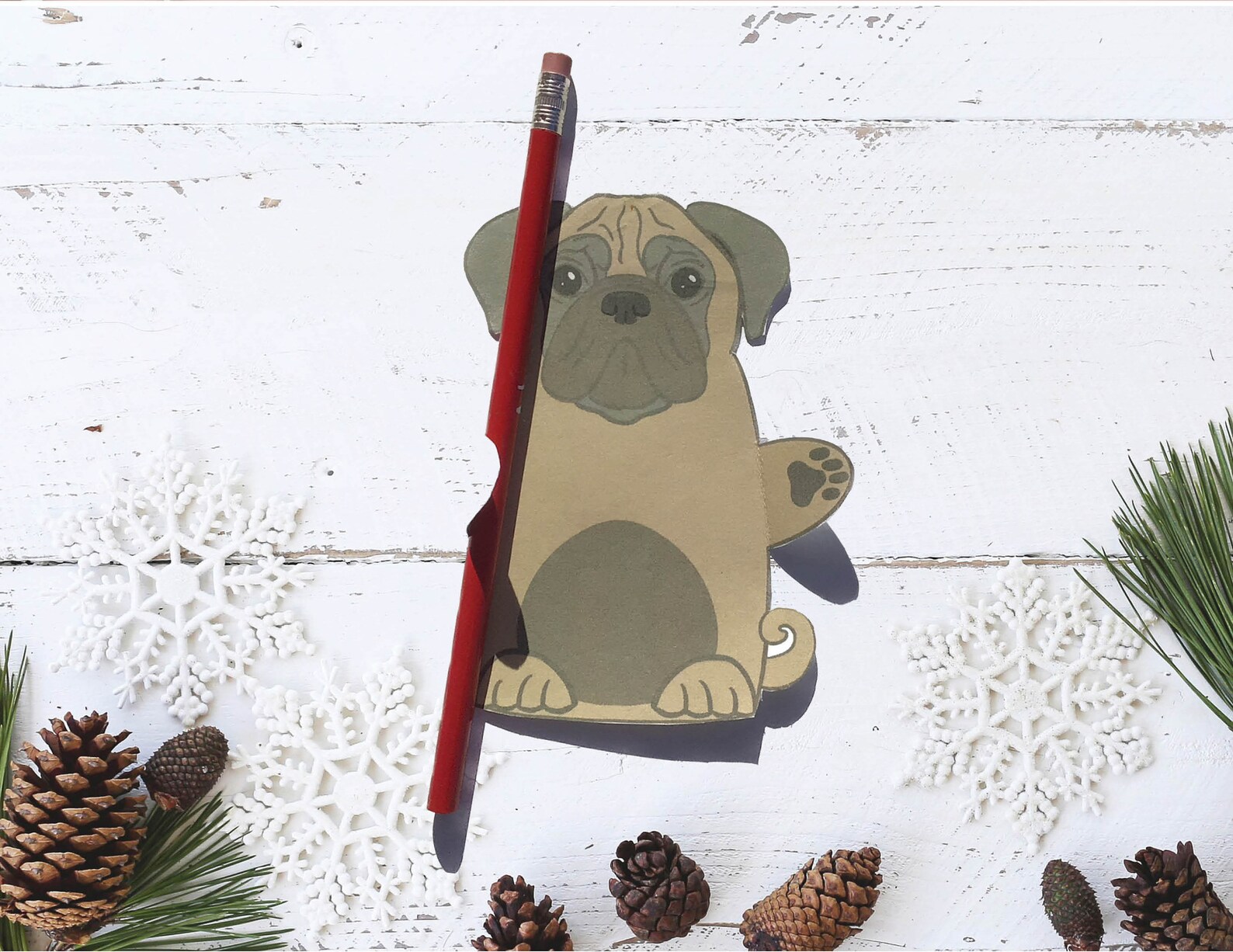 Printable Pug Pencil Hugger | Pug Party Favors | Pug Valentines | Pug ...