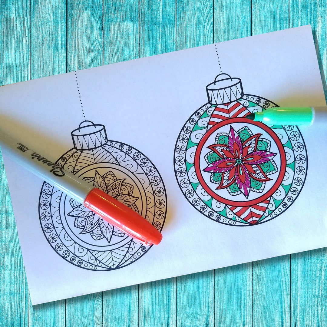 Colorable Christmas Ornament Cards | Printable Christmas Ornament Cards ...