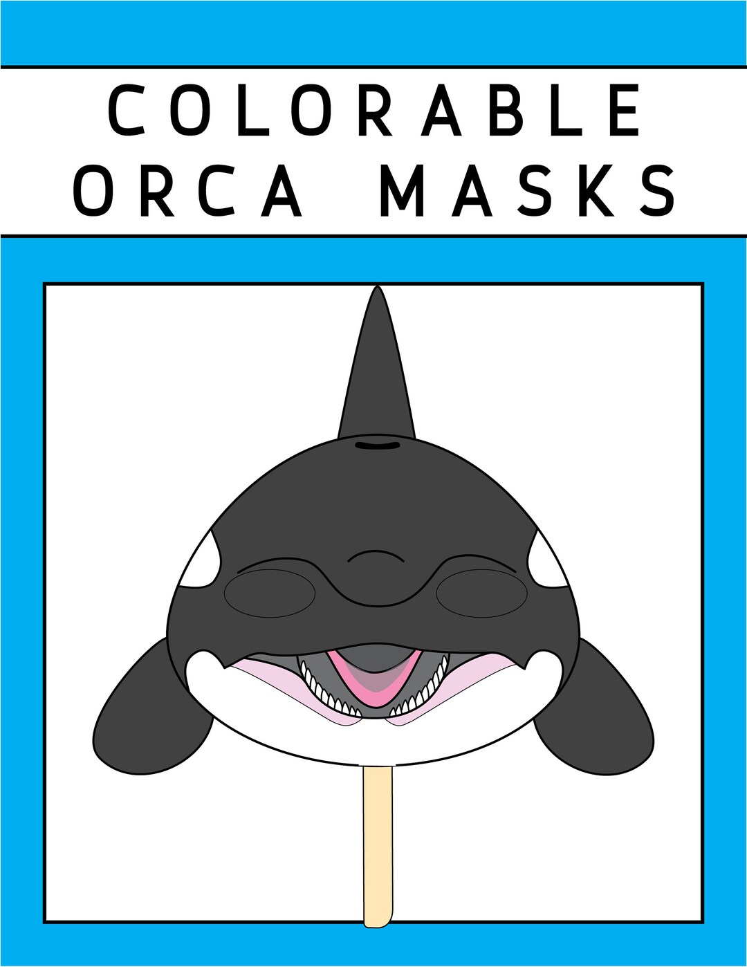 Printable Killer Whale Mask Orca Mask Printable Coloring - Etsy