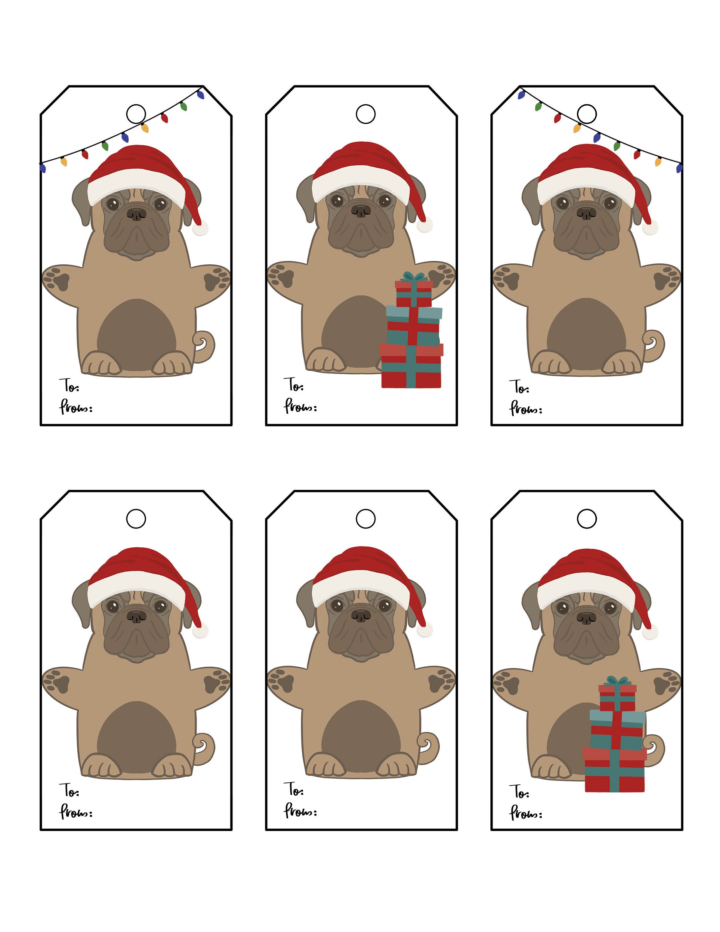 Printable Pug Pencil Hugger | Pug Party Favors | Pug Valentines | Pug ...