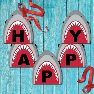 Printable Shark Birthday Party Banner | Shark Birthday Party ...