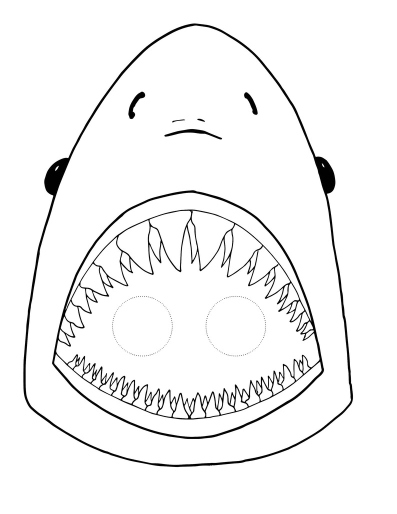 Printable Shark Masks | Halloween Masks | Colorable Masks | Shark Party ...