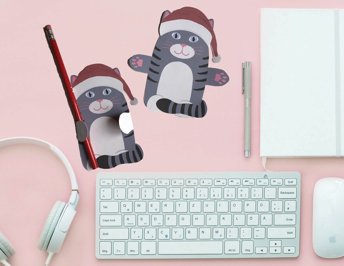 Christmas Cat Pencil Hugger Kitty Candy Hugger Christmas - Etsy