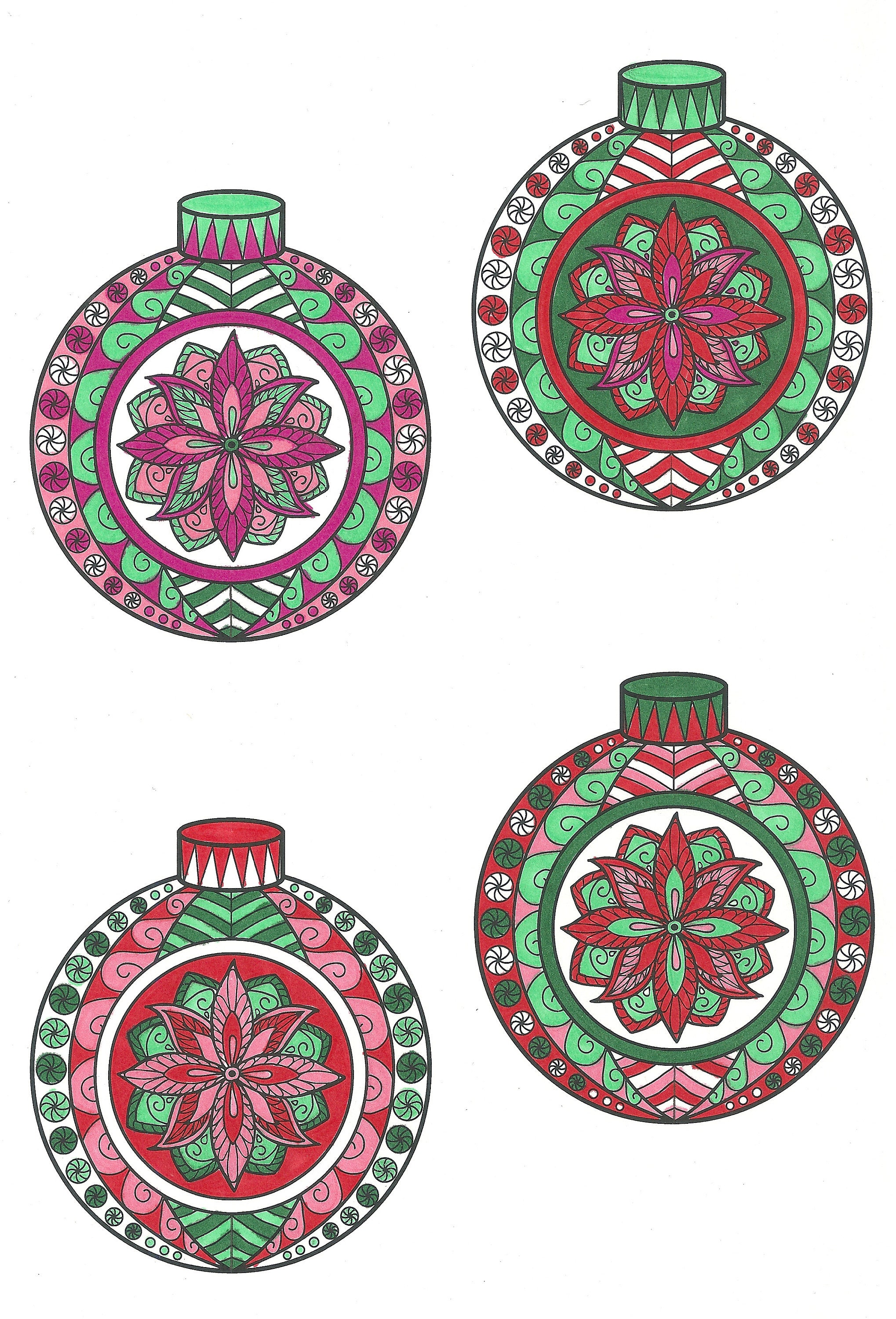 Colorable Christmas Ornament Cards | Printable Christmas Ornament Cards ...