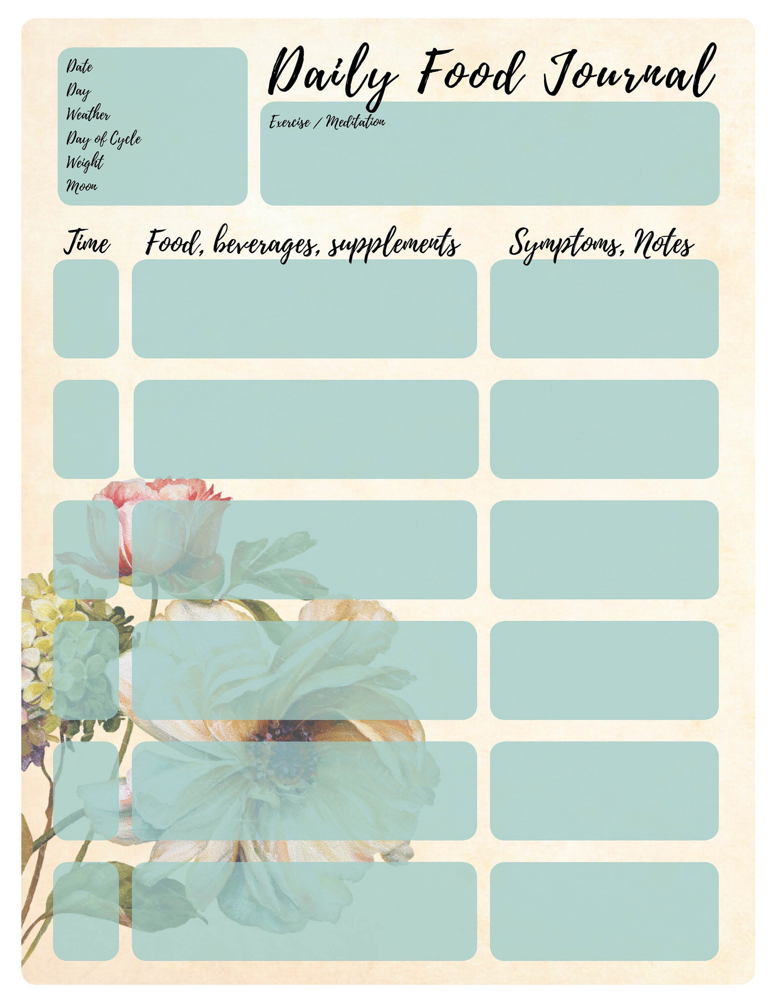 Printable Food Journal Food Diary Autoimmune Food Diary Autoimmune ...