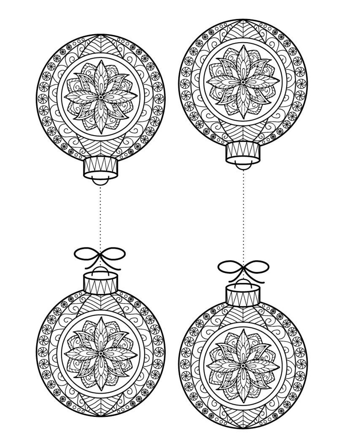 Colorable Christmas Ornament Cards Printable Christmas Ornament Cards ...