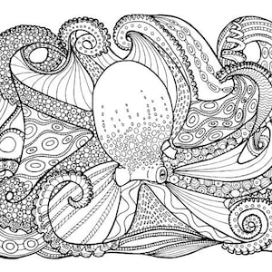 Under the Sea Intricate Adult Coloring Pages | Octopus Zentagle Style ...