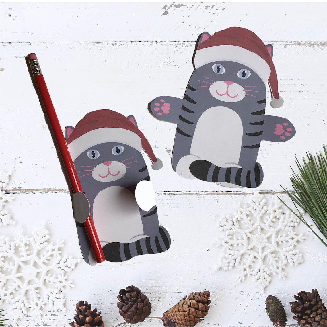 Christmas Cat Pencil Hugger Kitty Candy Hugger Christmas - Etsy