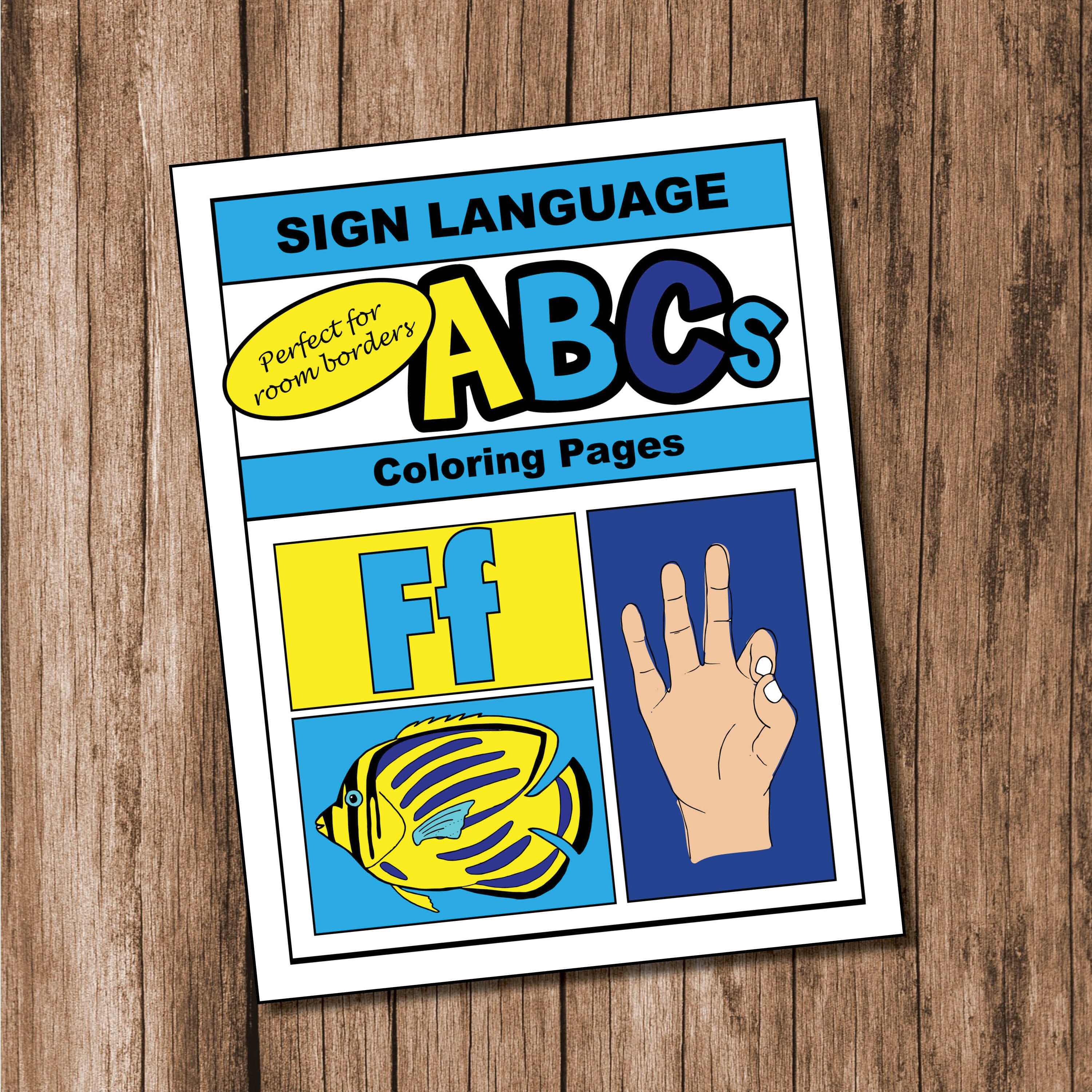 Sign Language ABC Coloring Pages | ABC Classroom Boarder | Alphabet ...