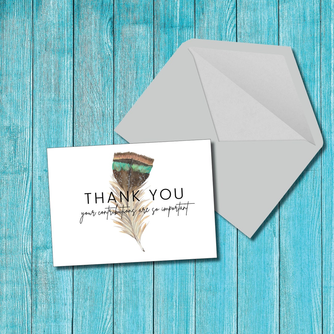 Watercolor Feather Thank You Card Set | Printable Employee Appreciation ...