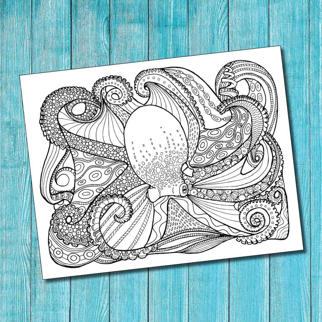 Under the Sea Intricate Adult Coloring Pages | Octopus Zentagle Style ...