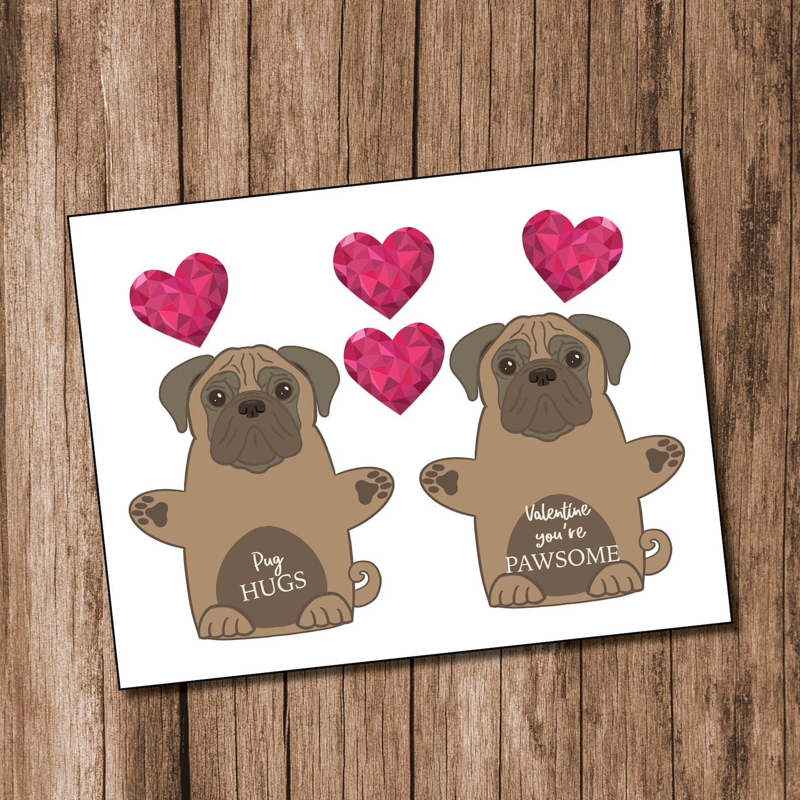 Printable Pug Pencil Hugger | Pug Party Favors | Pug Valentines | Pug ...