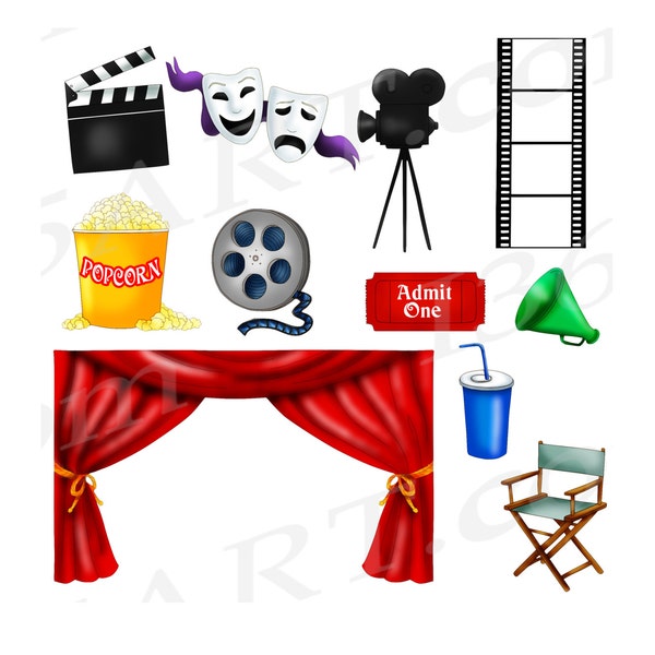 Movie Night Clip Art - Etsy