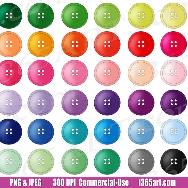 Buttons Clip Art - Etsy