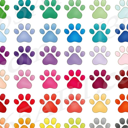 Watercolor Paw Print Clipart Dog Paw Clip Art PNG Puppy - Etsy