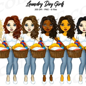 Buy 3 Get 1 Free Laundry Day Clipart, Laundry Girls, Fashion Girls ...