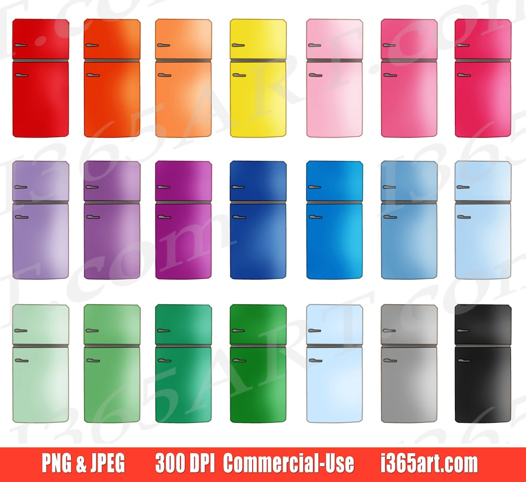 Refrigerator Clipart, Fridge Clip Art, Retro Vintage Refrigerator ...