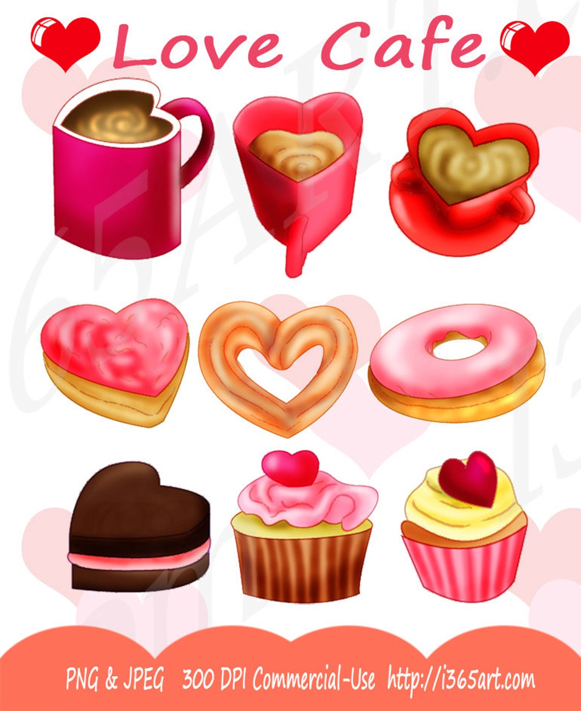 Valentine's Day Clipart Clip Art Love Cafe Party - Etsy