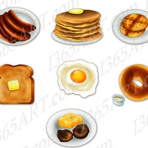 Breakfast Clipart, Breakfast Clip Art, Scrapbooking, Invitations, Bacon ...