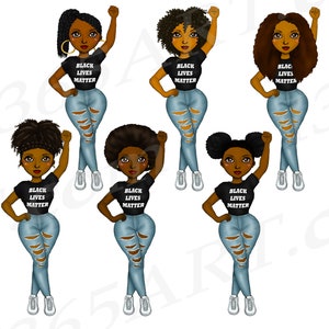 Black Lives Matter Clipart, Natural Hair, Black Girl Clipart, Black ...