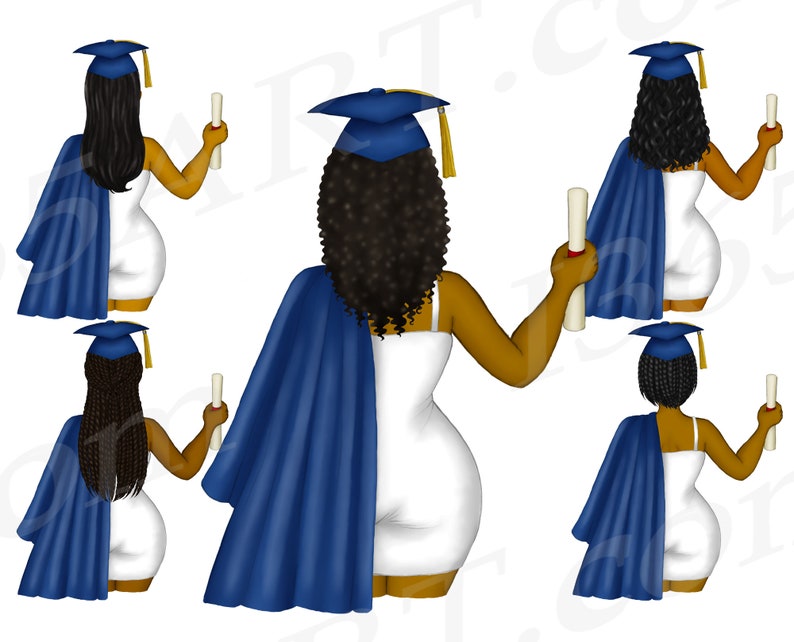 Black Graduation Girl Clipart, Graduation Girl Clip Art, Black Women ...