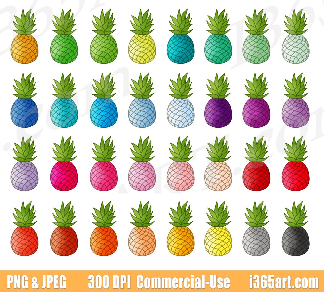 Pineapple Clipart, Pineapple Clip Art, Tropical, Rainbow Pineapples ...