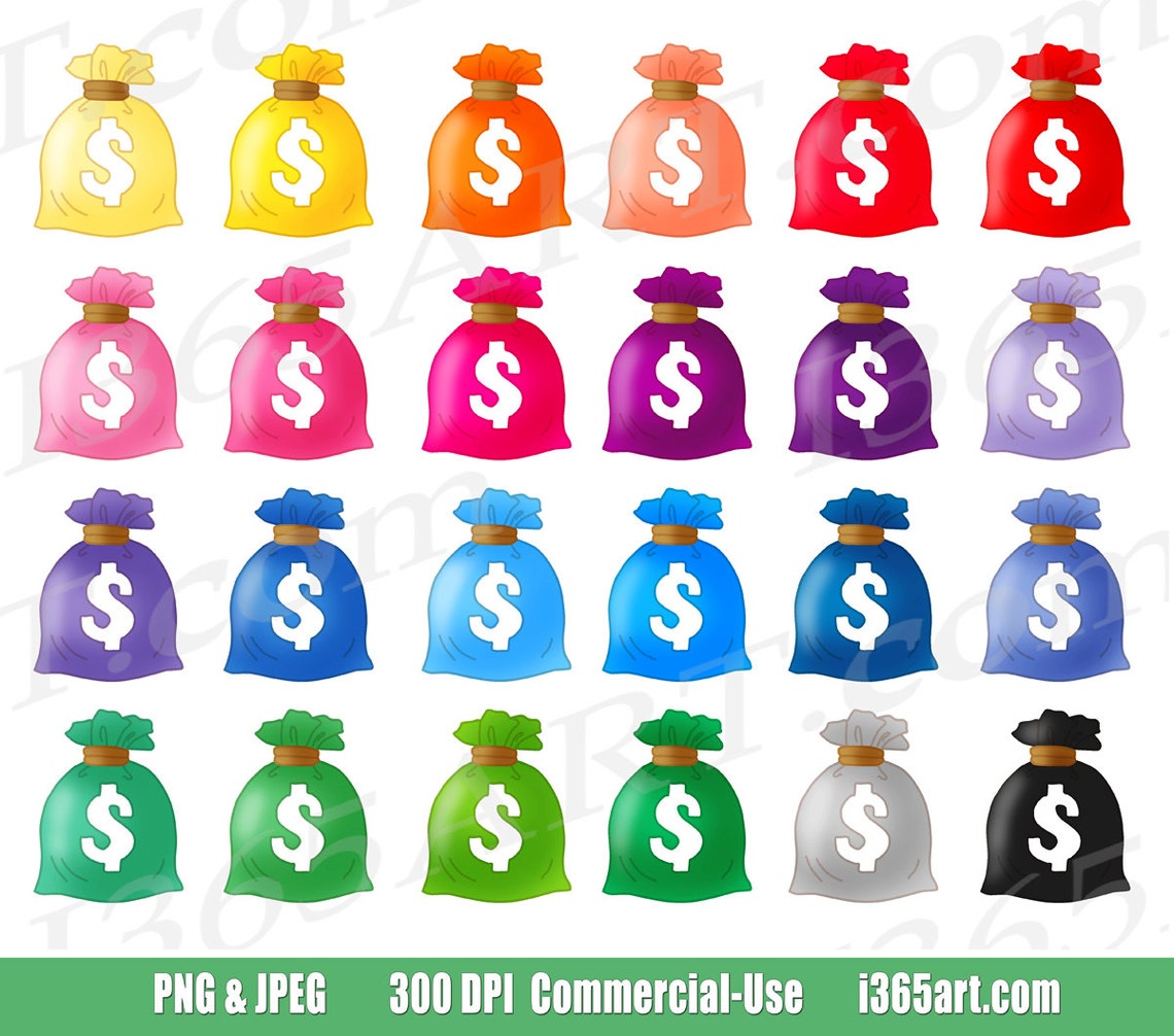 Buy 3 Get 1 Free Money Bag Clipart Cash Dollars Clip Art | Etsy