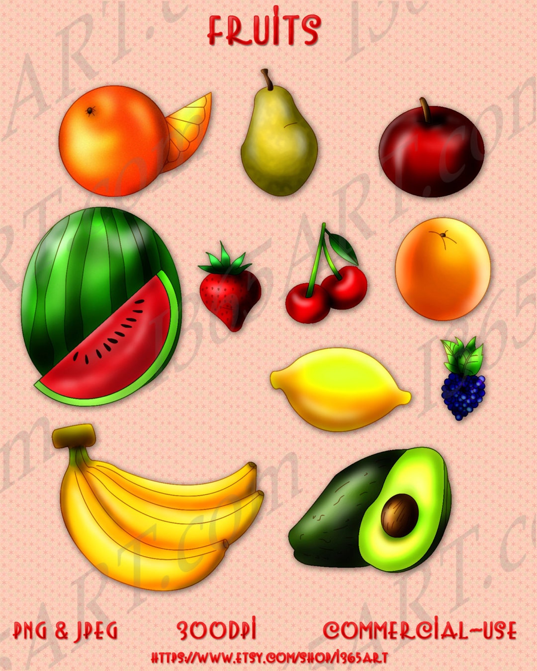 Fruit Clipart, Fruit Clip Art, Food Clipart, Fruit Illustrations, Apple ...
