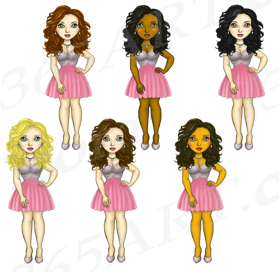 Buy 3 Get 1 Free Party Girls Clipart Party Dress Clipart - Etsy