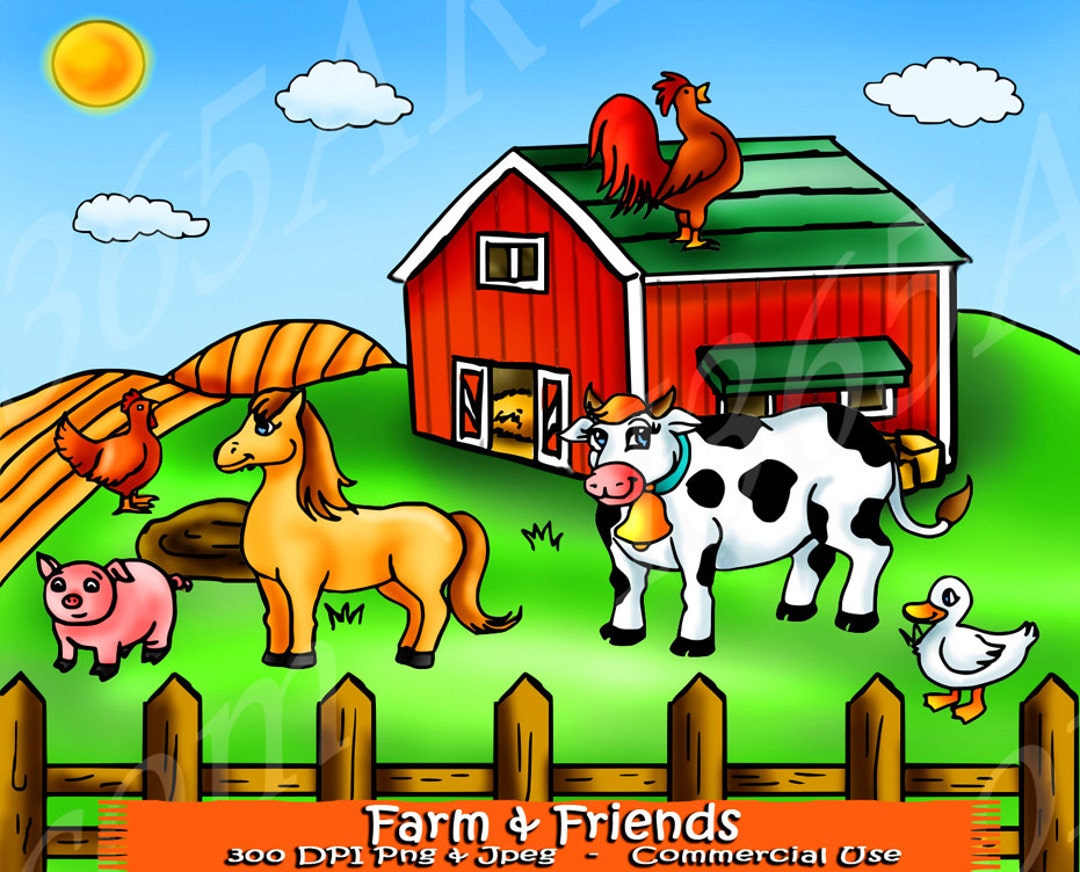 Farm Animals Clipart Farm Clip Art Scrapbooking Farm - Etsy
