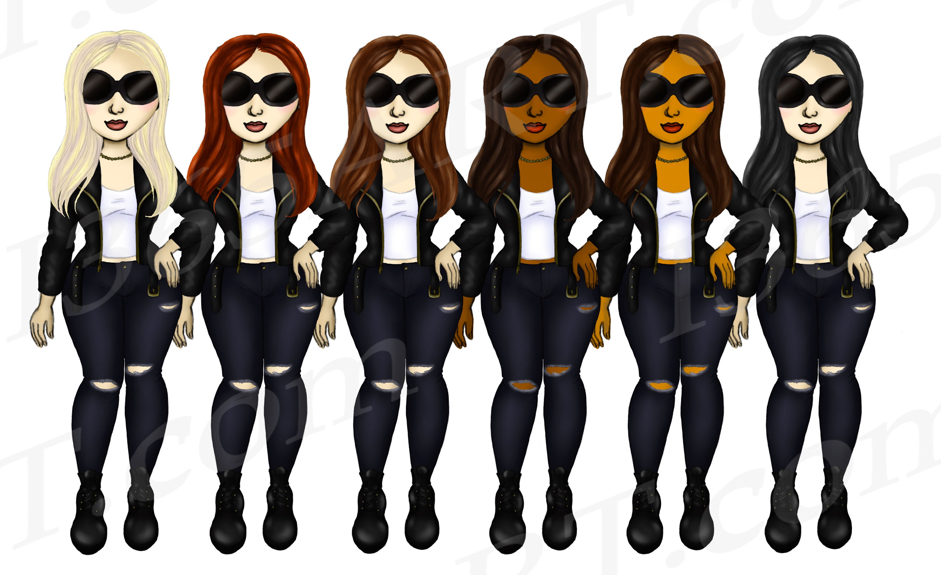 Biker Girl Clipart Leather Jackets Fashion Girl Clipart - Etsy