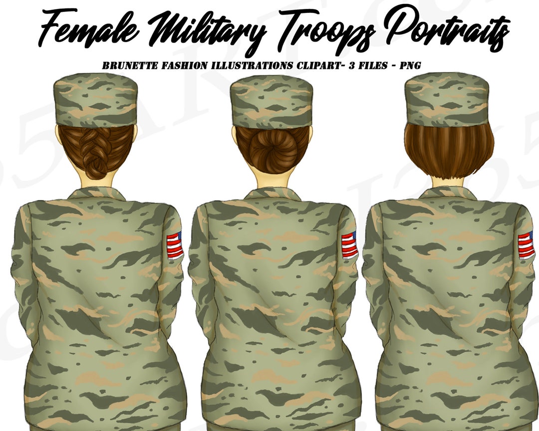 Brunette Military Woman Clipart, Army Clipart, Independence, Memorial ...
